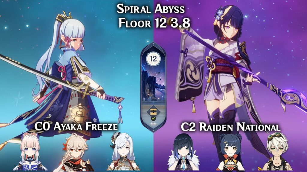 Spiral Abyss 4.0/3.8 C0 Ayaka Freeze & C2 Raiden National | Floor 12 9 Stars | Genshin Impact ...