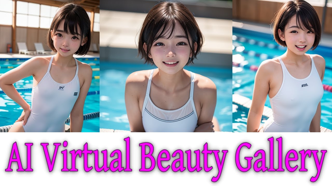 【AI美女画像】【AI Japanese Beauty】白い水着姿のAI天使たちが微笑かけています。AI angels in white swimsuits are smiling ...