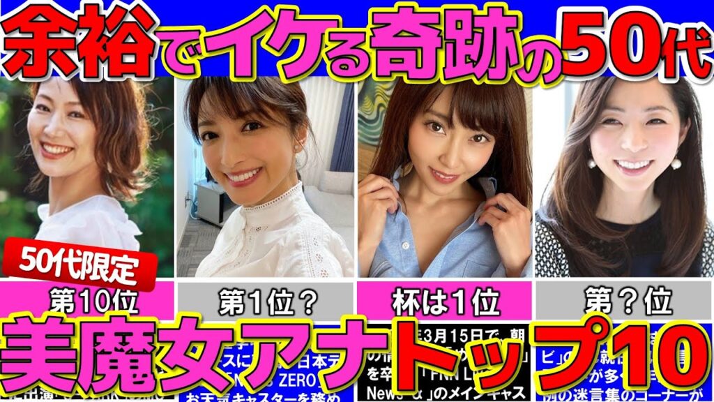 50代に見えない！美人すぎる 美魔女 女子アナ ランキングTOP10【めざましテレビ】 - Moe Zine